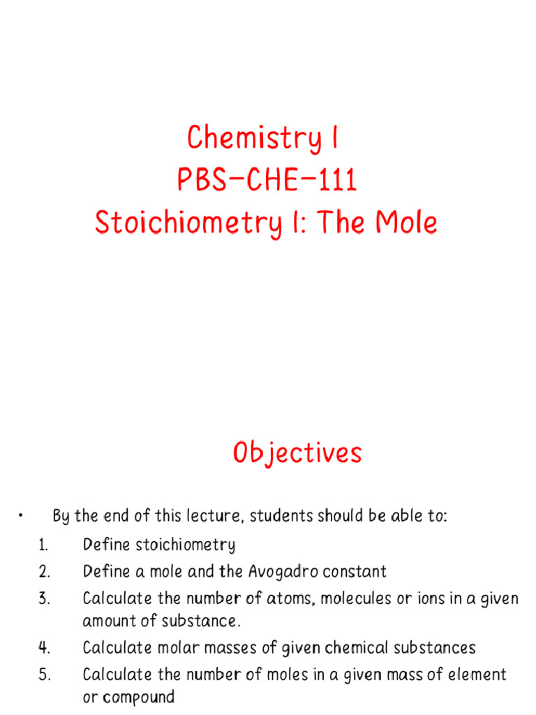 Lecture 3a-Stoichiometry I-The Mole - Phoenix | PDF