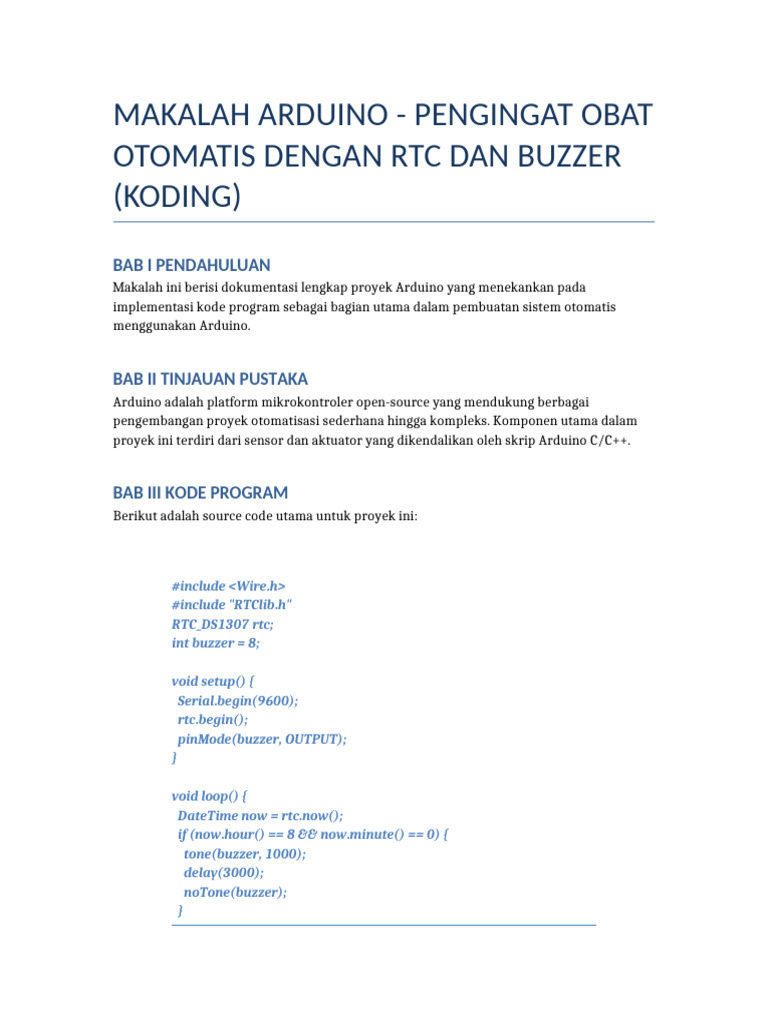 Pengingat Obat Otomatis dengan Arduino | PDF