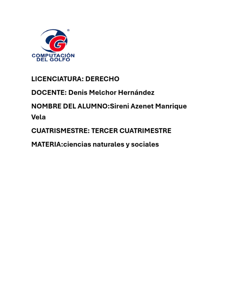 Ciencias Naturales y Sociales - Sireni Azenet Manrique Vela | PDF