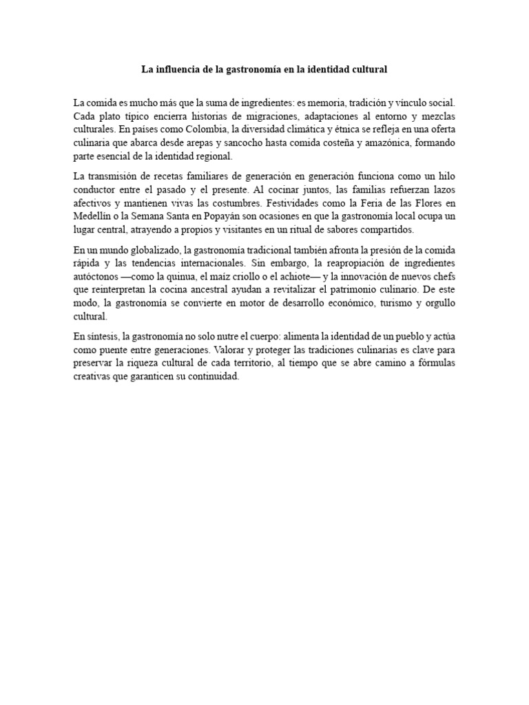 Gastronomía y su impacto cultural | PDF