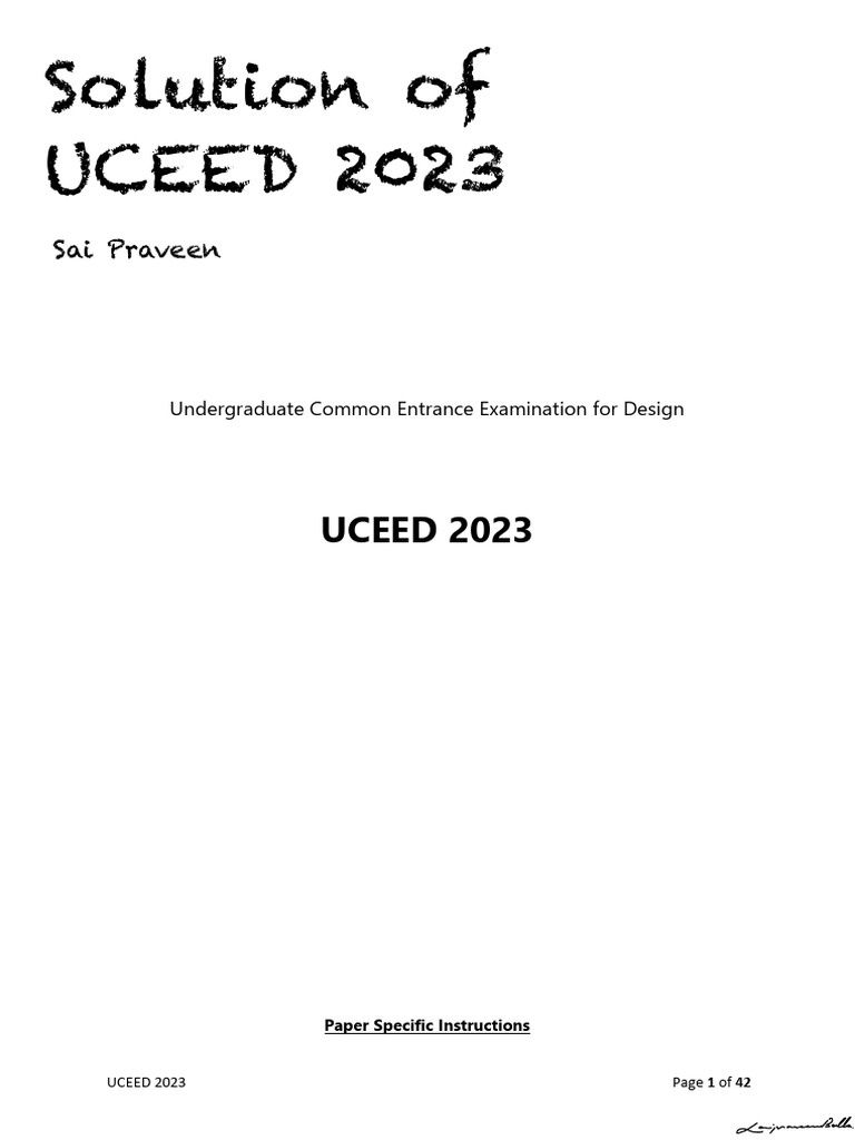 UCEED 2023 Solutions and Question Paper | PDF | Multiple Choice