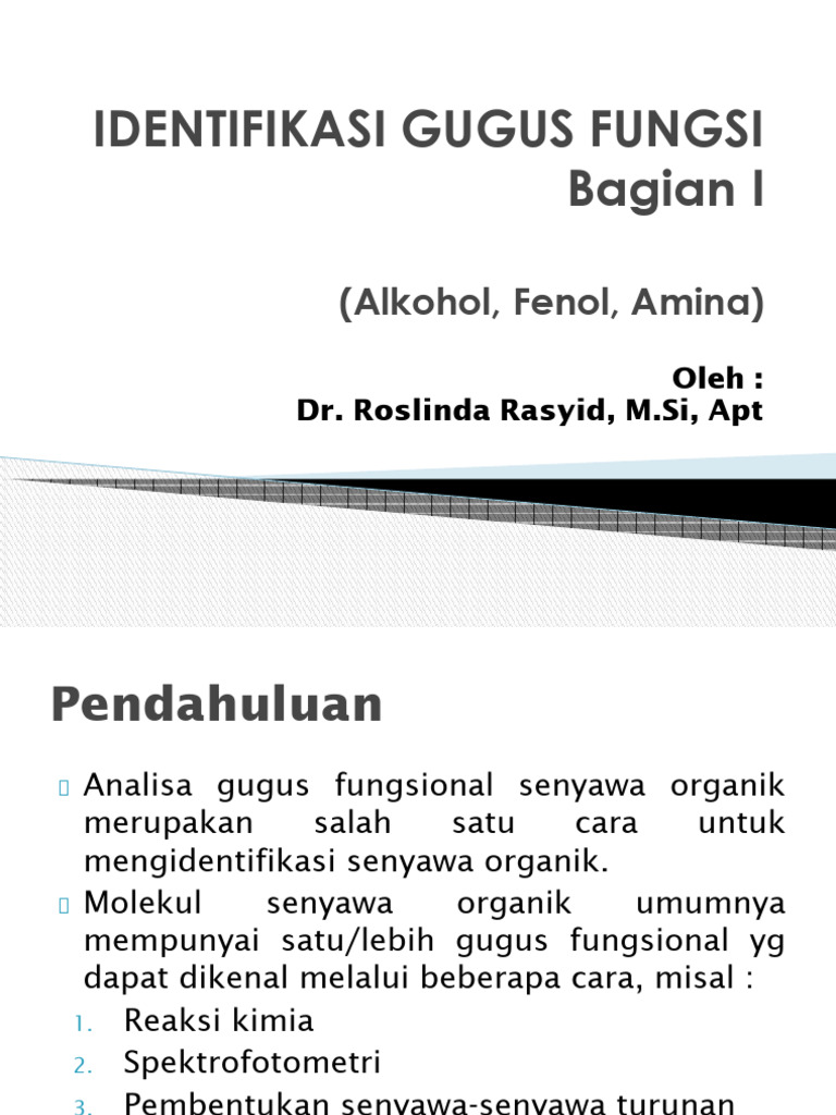 Identifikasi Gugus Fungsi Bagian 1 (Alkohol, Fenol, Amina) | PDF