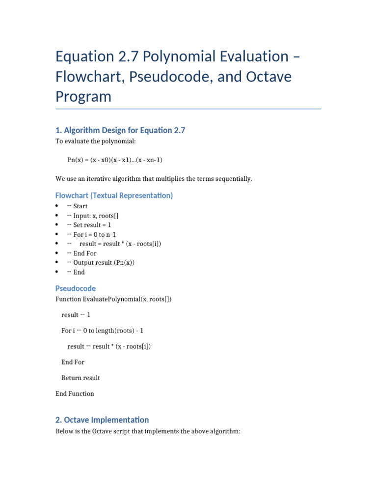 Polynomial Evaluation Equation 2 7 | PDF