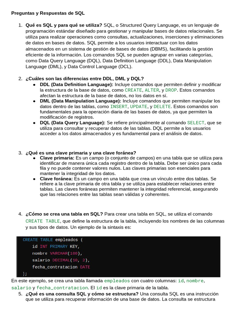 Guía SQL | PDF | SQL | Bases de datos