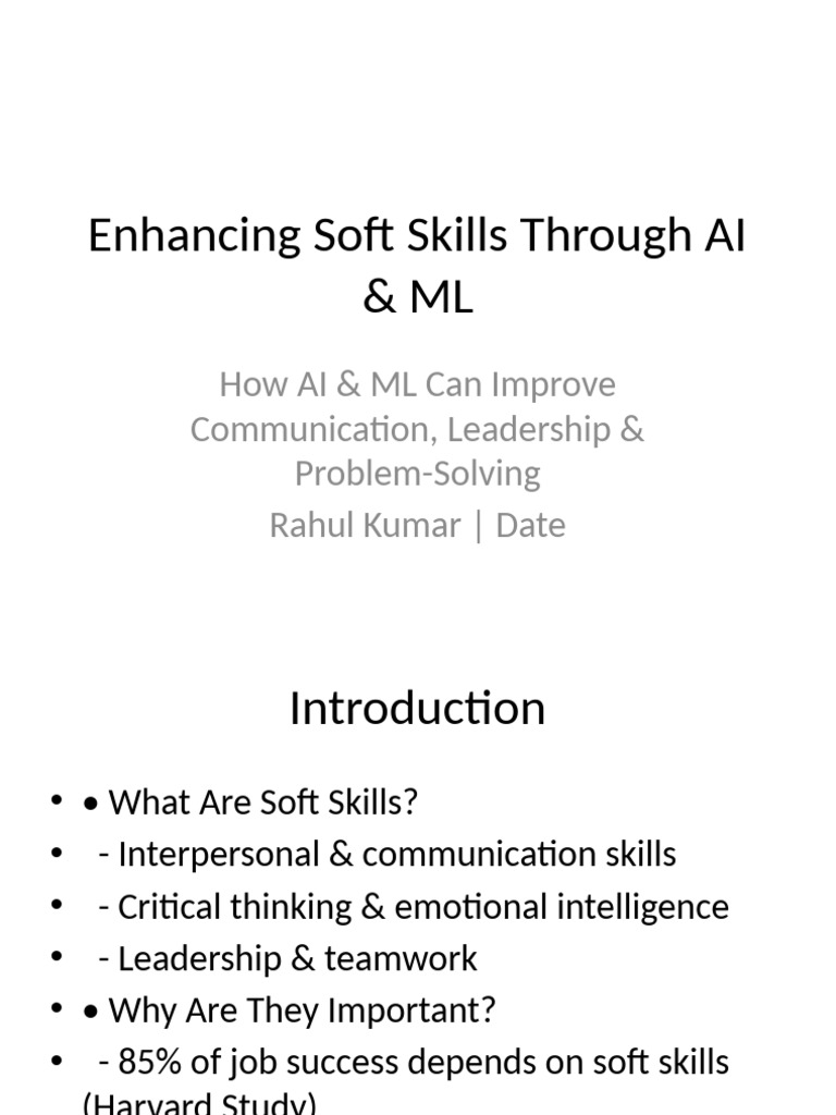 Enhancing Soft Skills Through AI ML | PDF | Artificial Intelligence ...