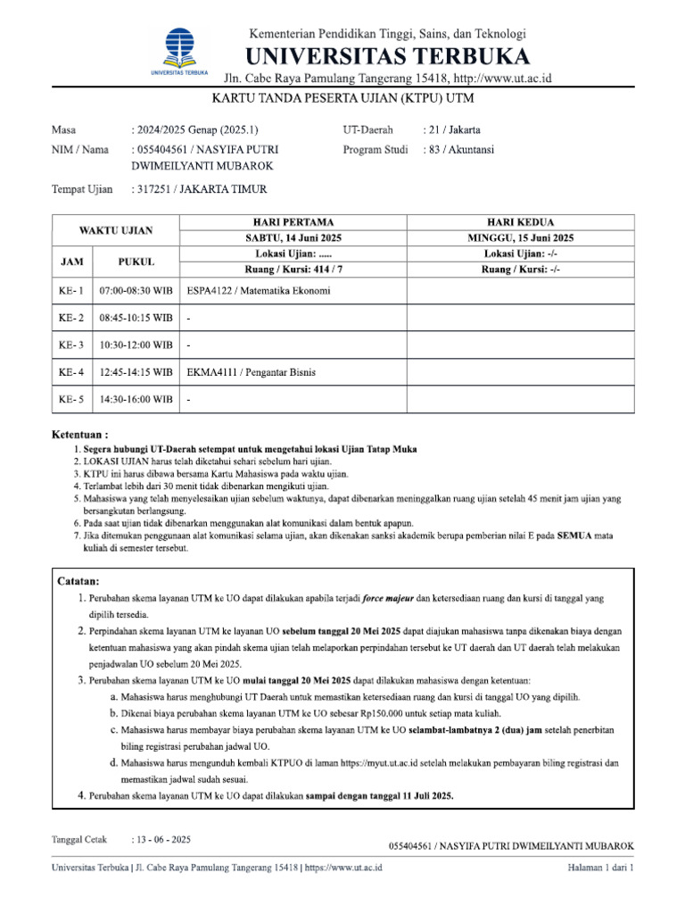 Kartu Peserta The Shifa | PDF