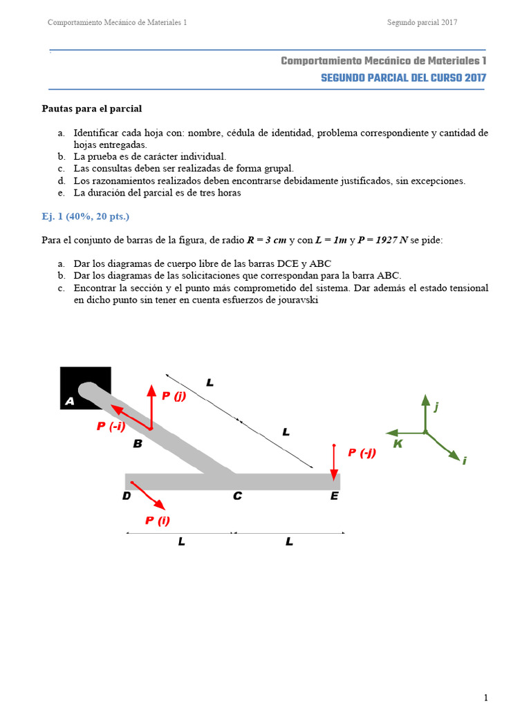 Segundo Parcial CMM1 2017 - Letra | PDF | Viga (Estructura) | Acero