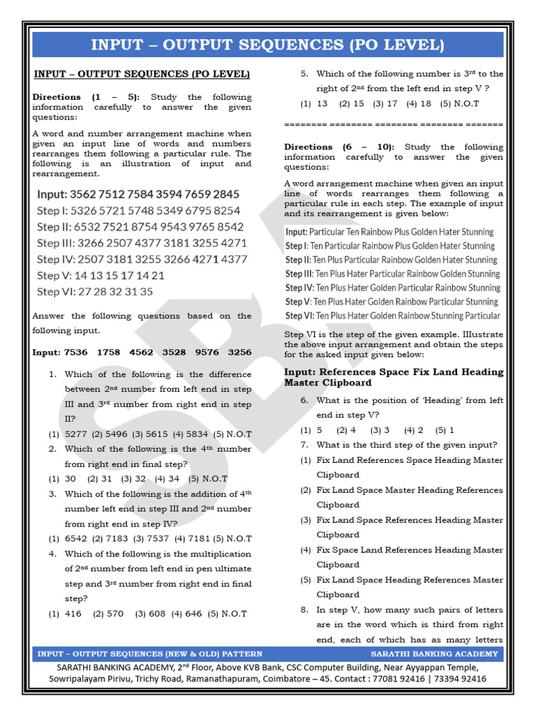 Input Output Sequences (New and Old) Pattern | PDF | Mathematics