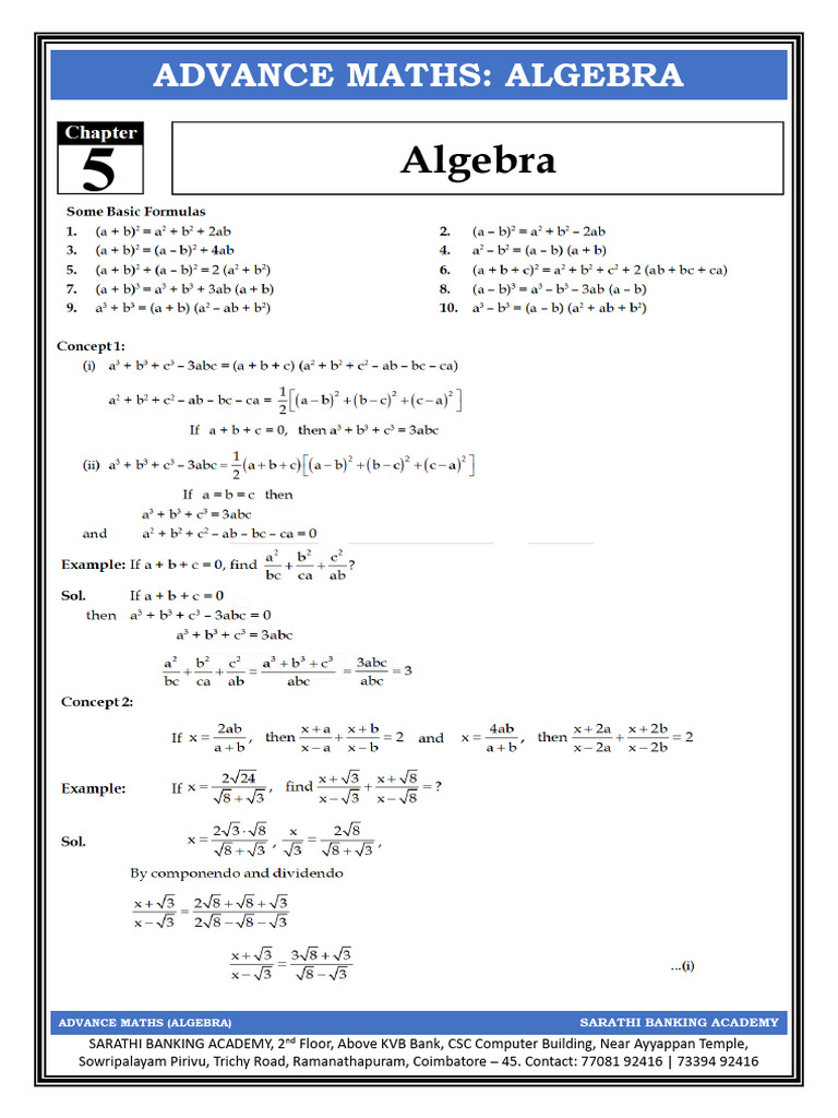 Advance Maths (Algebra) 2025 (40 Questions) | PDF | Mathematics | Science