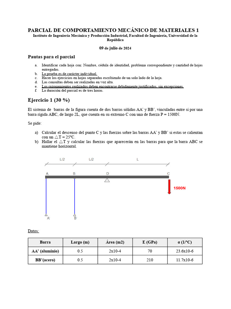 Segundo Parcial CMM1 2024 - Letra | PDF | Viga (Estructura ...