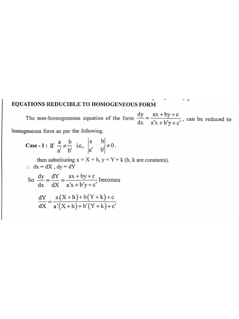 Equation Reducible To Homogenous Form | PDF