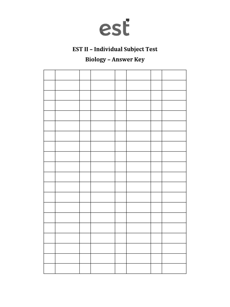 EST 2 Biology Answer Key - Test Sample 4 | PDF