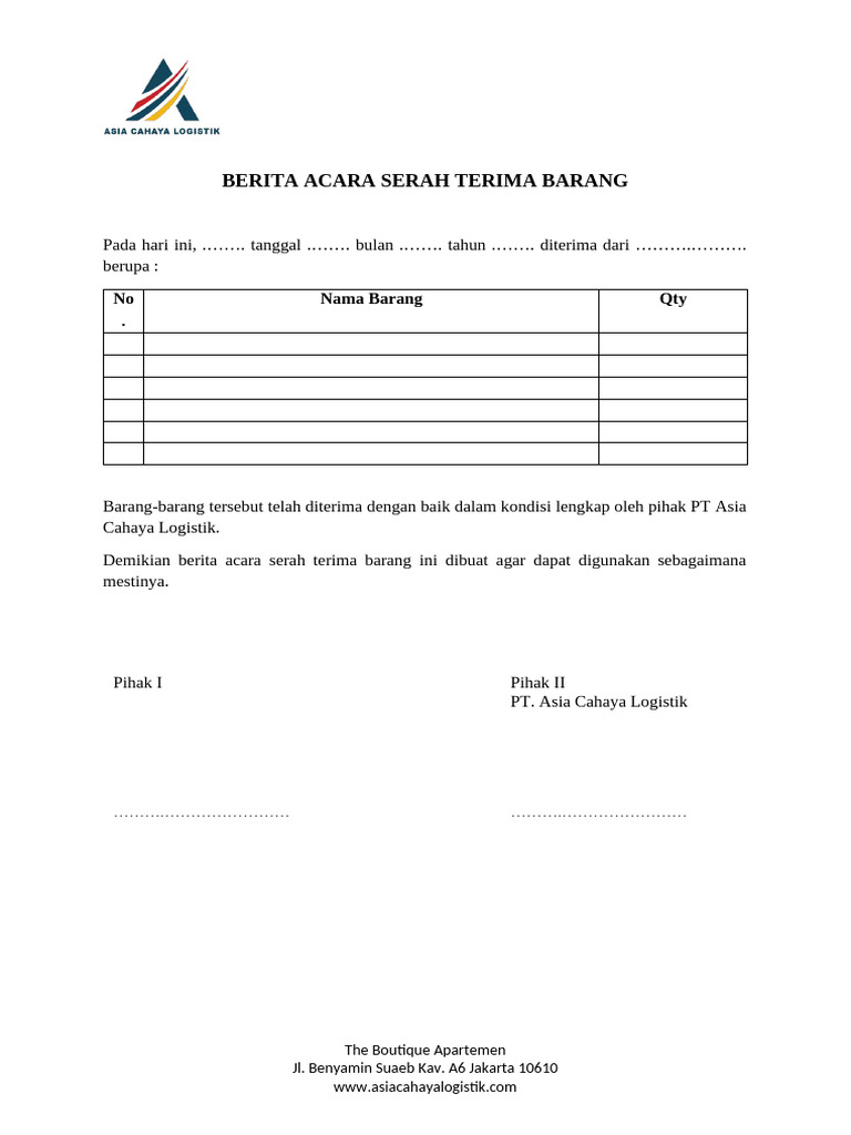 Tanda Terima Barang | PDF