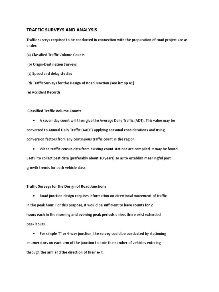 Traffic Surveys and Analysis | PDF | Computers