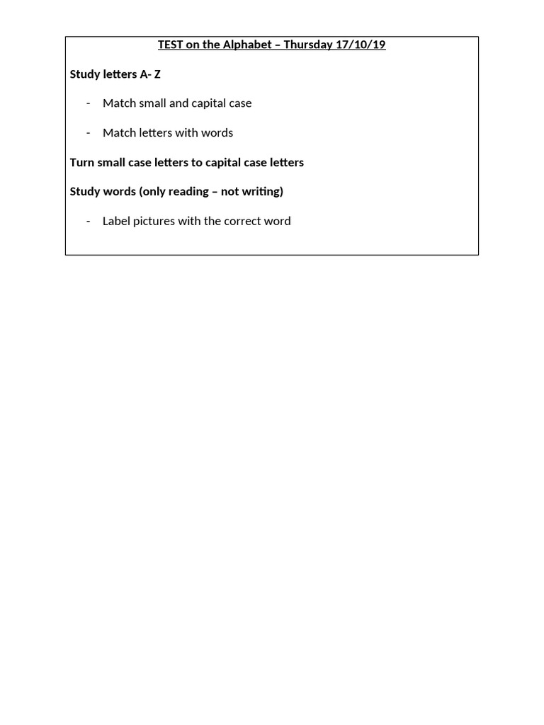 Alphabet Test Material | PDF