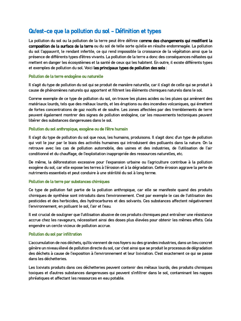 Causes et conséquences de la pollution du sol | PDF | la pollution ...