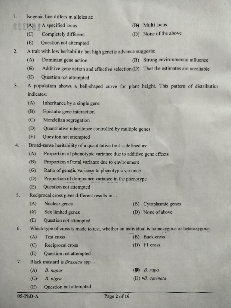Agri. Platform Raj. PHD 2025 GPB | PDF | Dominance (Genetics) | Biology