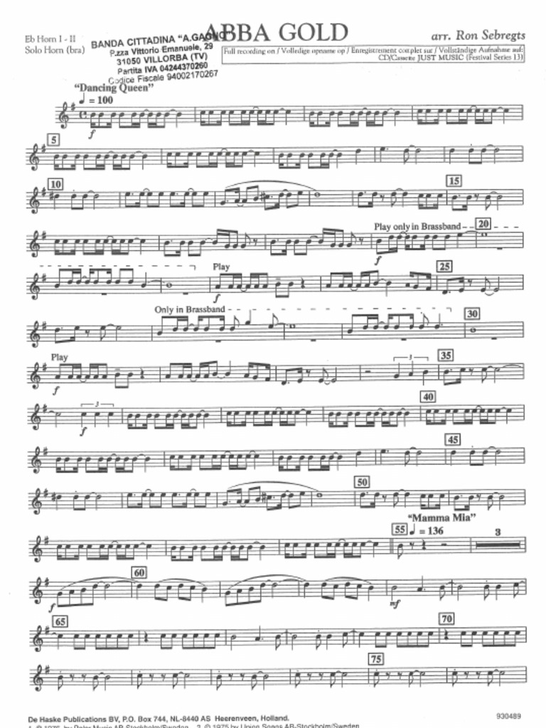 Abba Gold - Corno | PDF