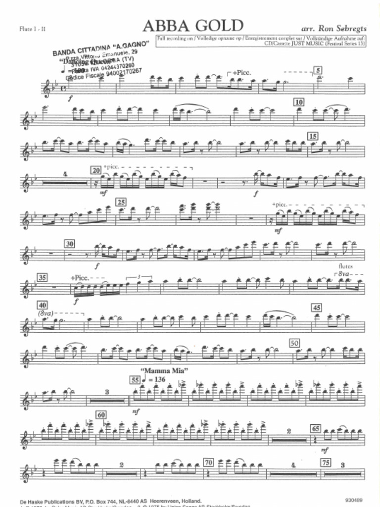 Abba Gold - Flauto Oboe Fagotto | PDF