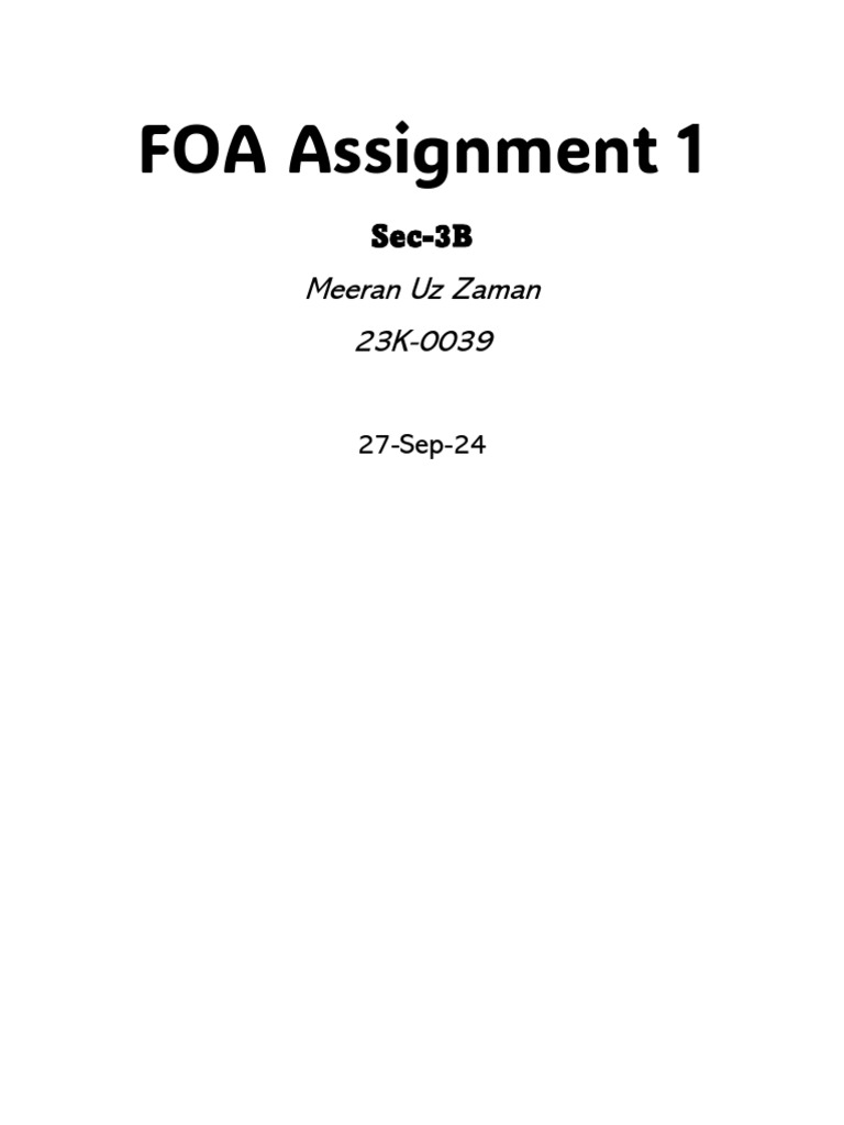 FOA Assignment 1 | PDF