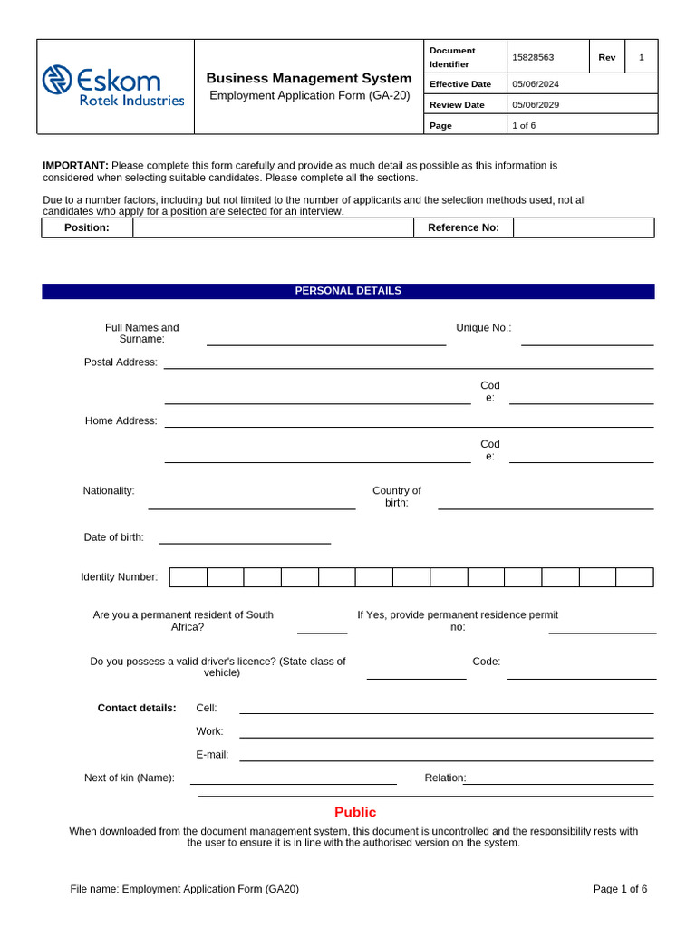 Rev 1 - Employment Application Form-GA20 | PDF | Criminal Record | Justice