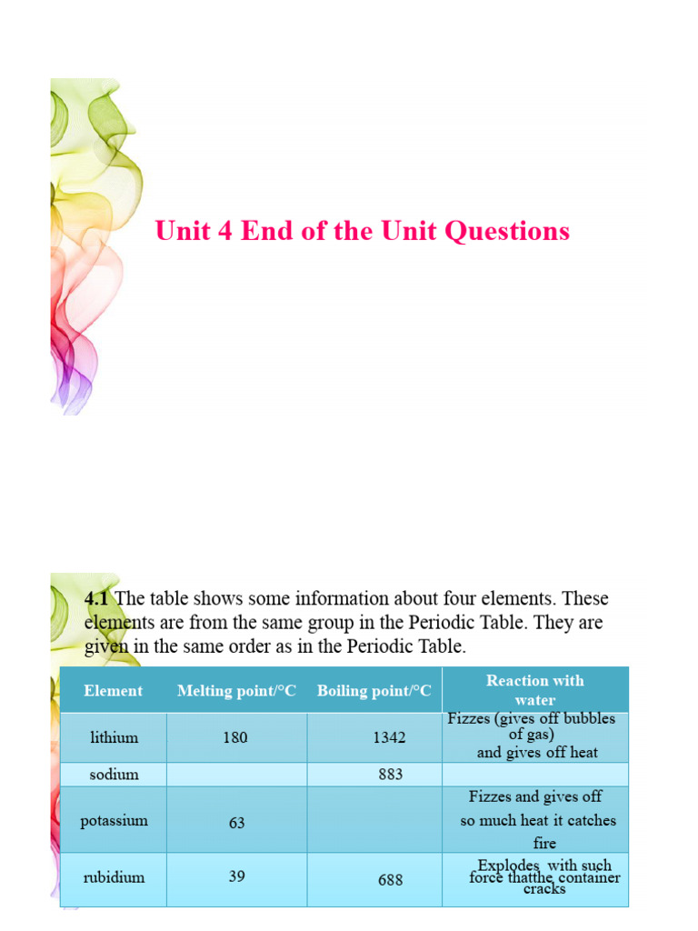 Chem Exercises (Unit 4) | PDF
