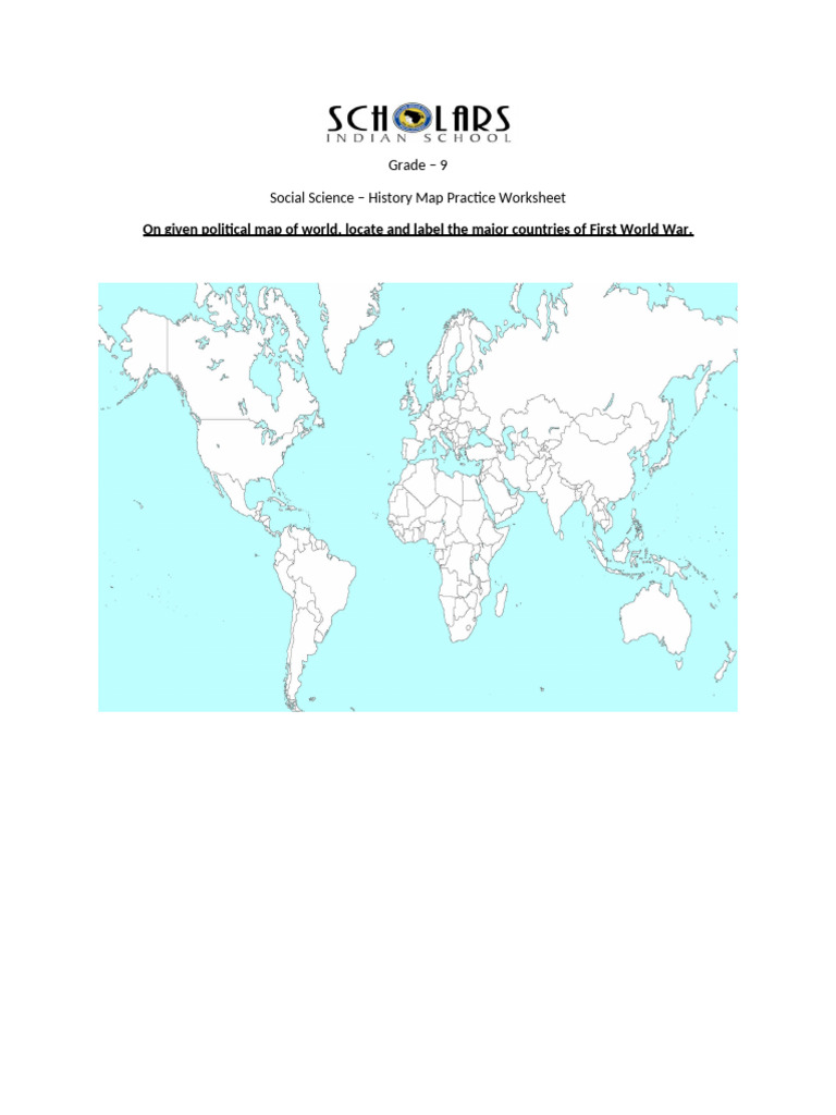 WW1 Map Activity Worksheet | PDF