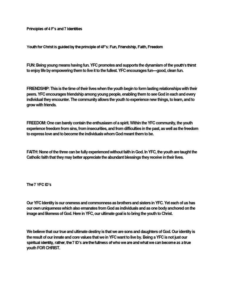 YFC | PDF | Friendship | God