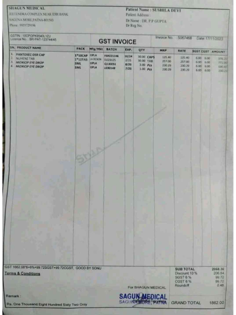 Medicine Bill | PDF