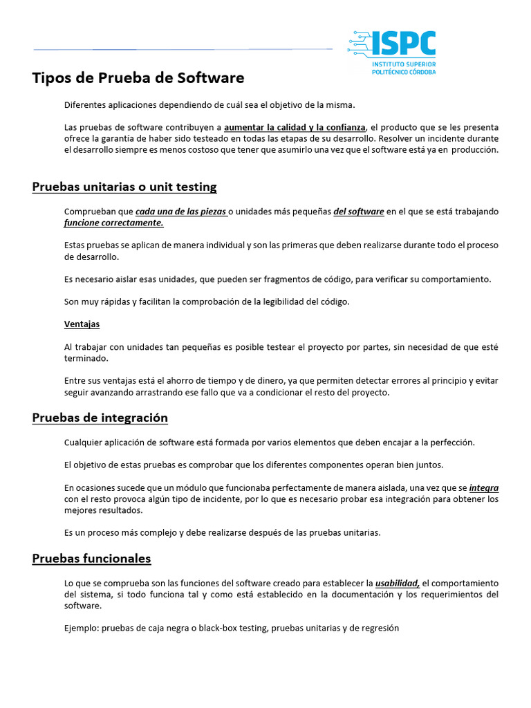 Tipo de Prueba de Software | PDF | Pruebas de software | Software