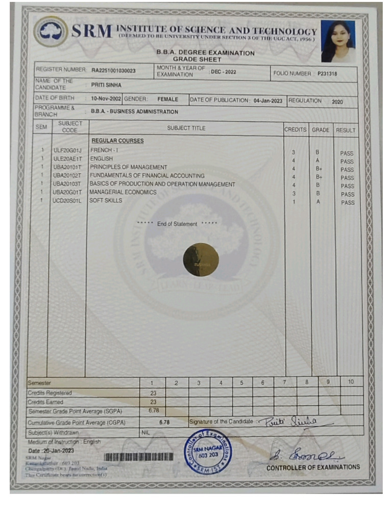 Upload Under Graduate Degree Provisional - 1 | PDF