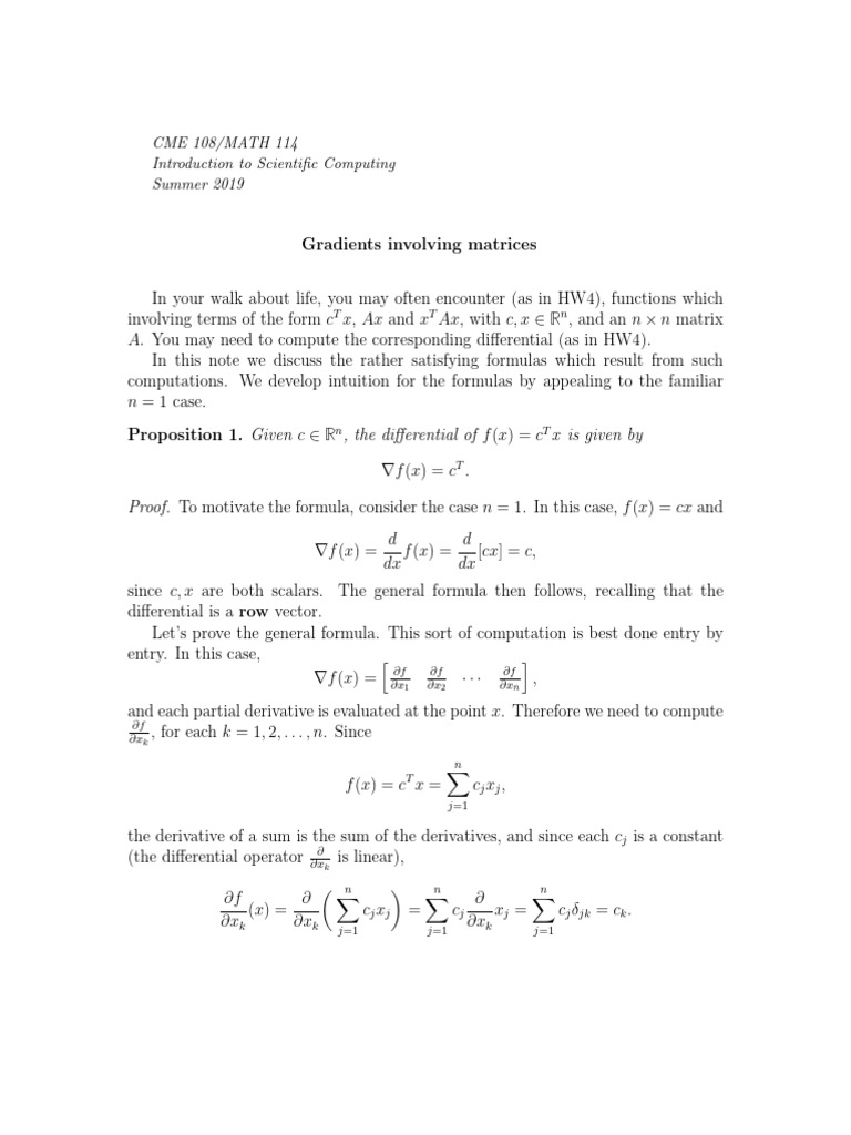 Gradients Involving Matrices | PDF | Gradient | Matrix (Mathematics)