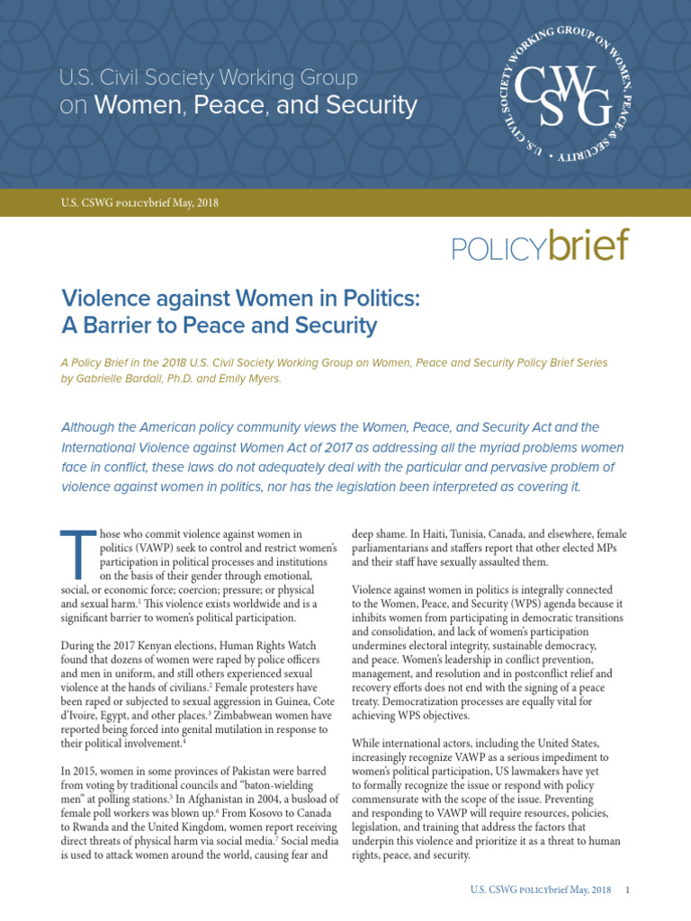 PB2018 - Violence Against Women in Politics A Barrier To Peace and ...