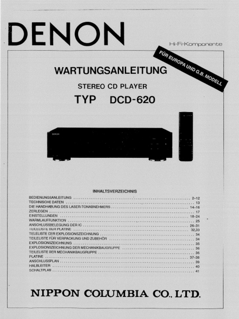 Denon Dcd-620 SM | PDF