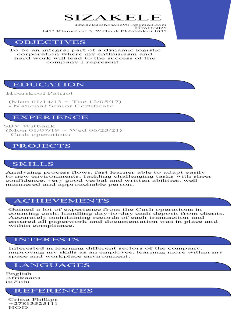 Sizakele New CV | PDF