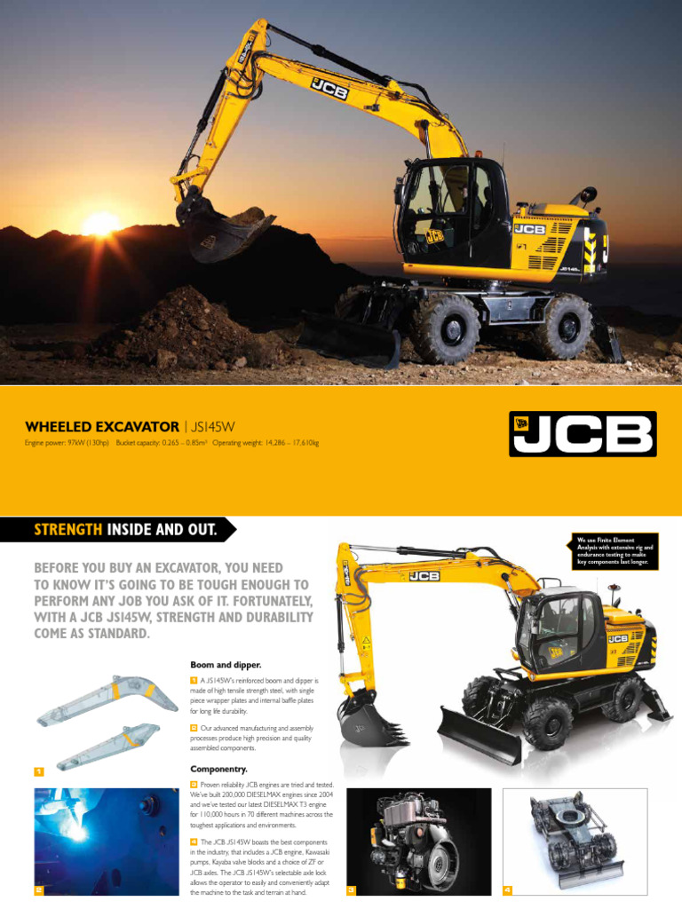 JCB JS145W Wheeled Excavator Overview | PDF | Pump | Mechanical Engineering
