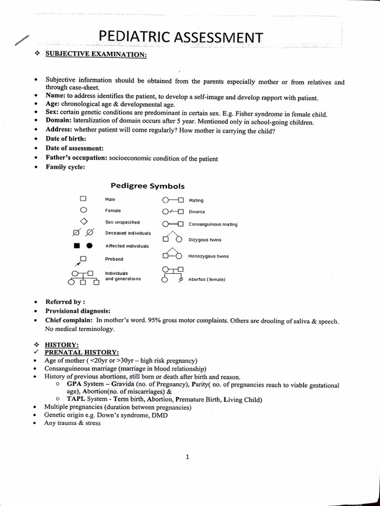Pediatric Physiotherapy Assessment Guide | PDF | Pregnancy | Childbirth