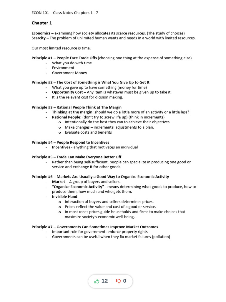 Econ 101 Class Notes Chapter 1 7 Compress | PDF | Economics | Market ...