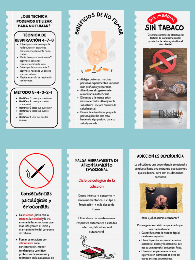 Tríptico Prevención Del Consumo de Tabaco | PDF | Las emociones | Nicotina