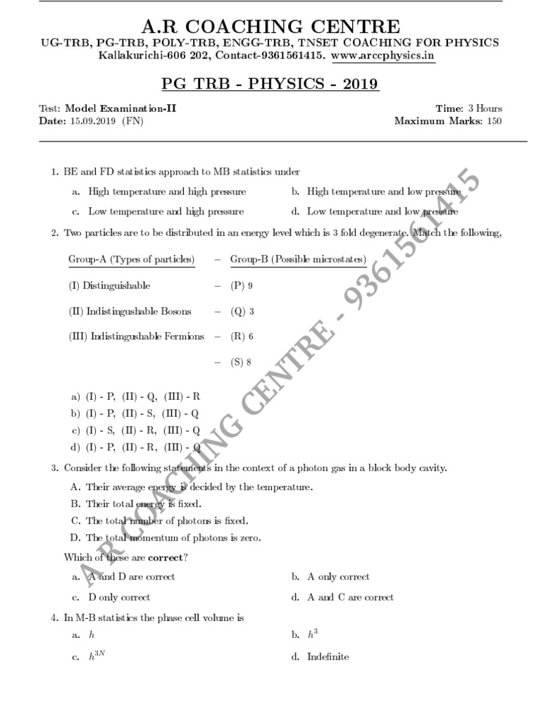 22 PGTRB Physics Model Question Papers Tamil Medium Pages Deleted | PDF | Applied Mathematics ...