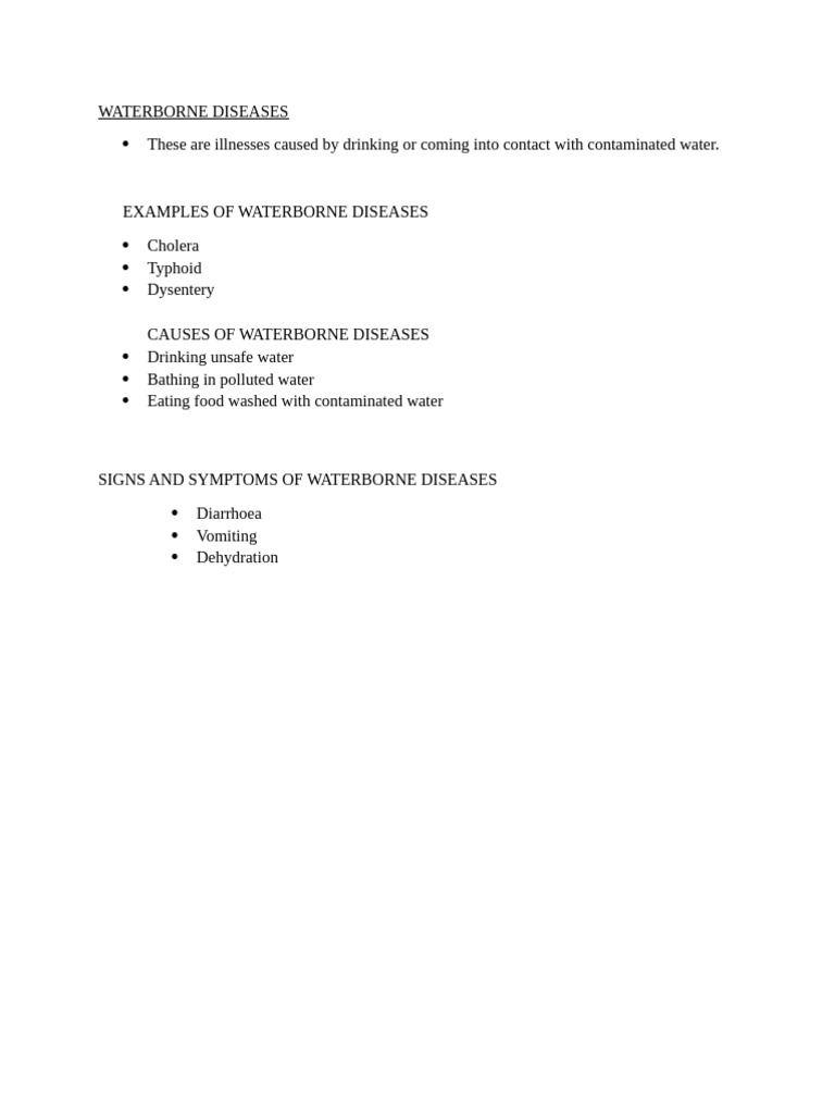 Overview of Waterborne Diseases | PDF