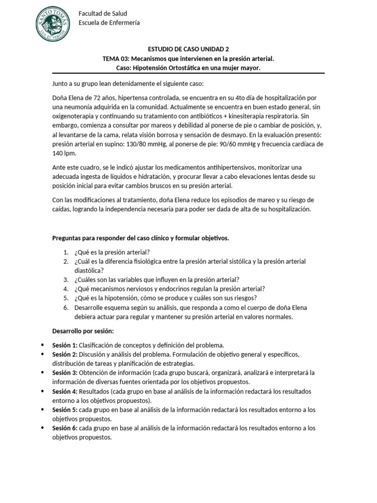 ABP U2 Caso 03 Hipotension Ortostatica | PDF | Presión sanguínea ...
