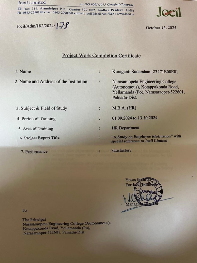 Project Certificate | PDF