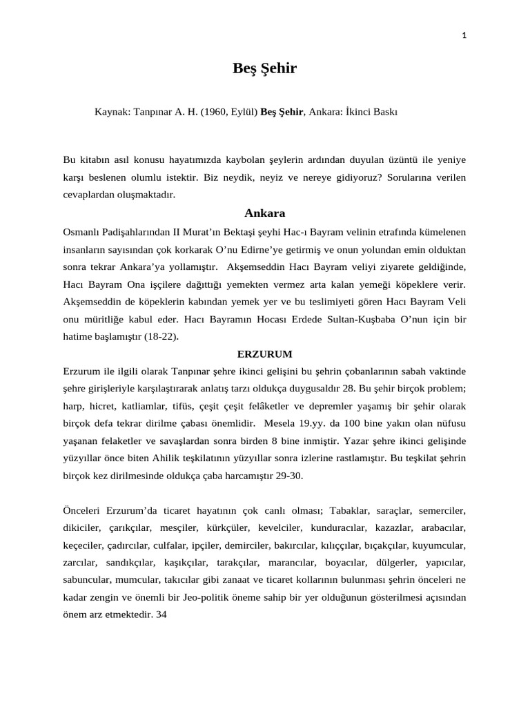 Bes Sehir Kitabinin Kisa Ozeti | PDF