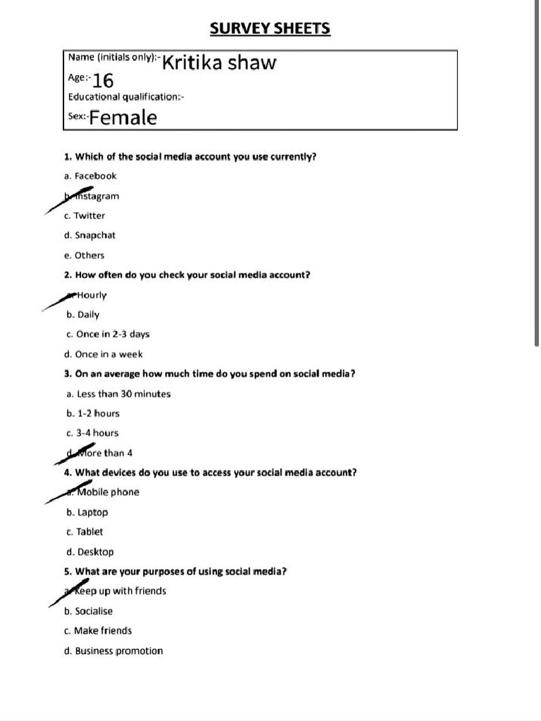 Survey Sheet | PDF