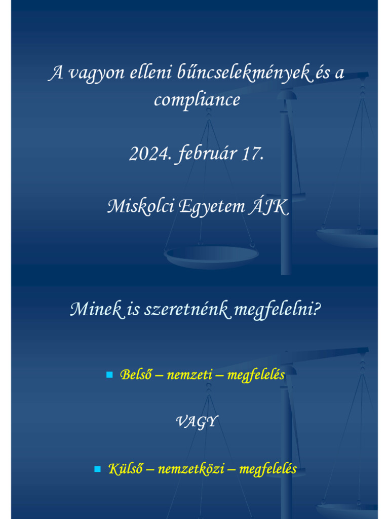 Vagyon Elleni Bűncselekmények És A Compliance | PDF