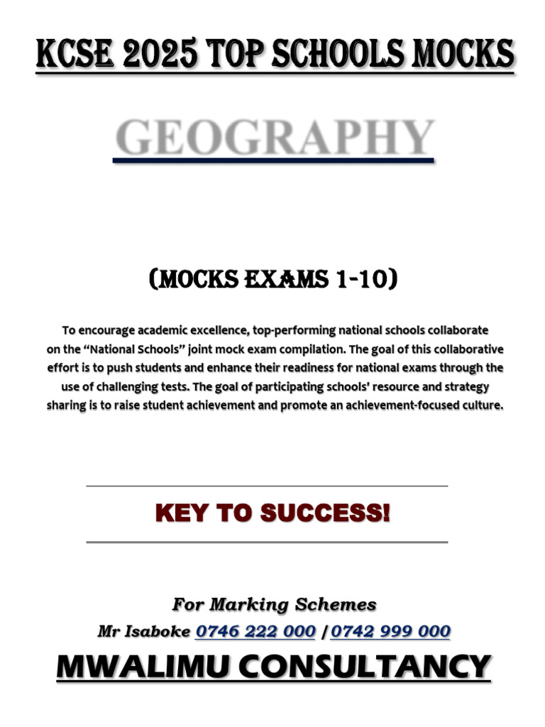 KCSE 2025 Geography Mock Exams Guide | PDF | Oceans | Coast