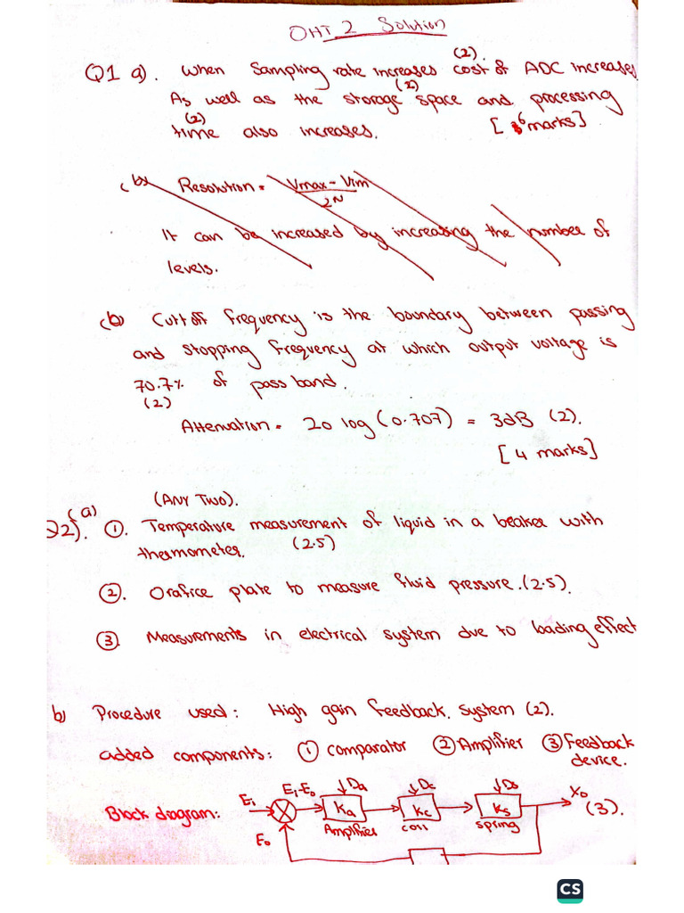 Instrumentation OHT 2 Solution | PDF