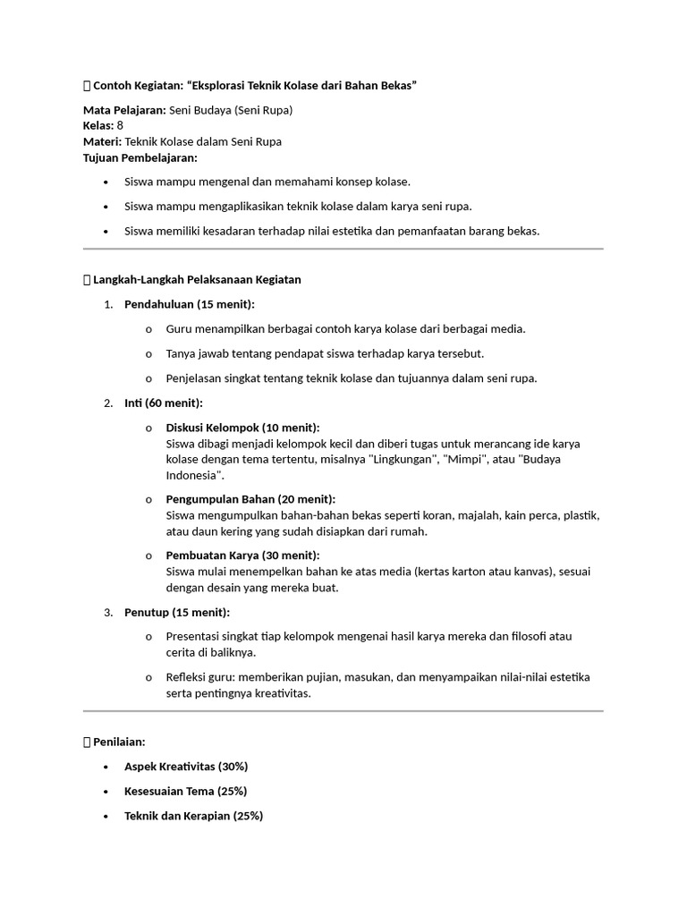 Bimbingan Pelatihan Pelajaran Senbud | PDF
