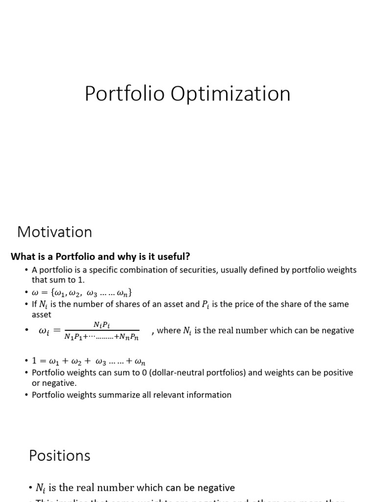 Portfolio Optimization | PDF | Stocks | Portfolio (Finance)